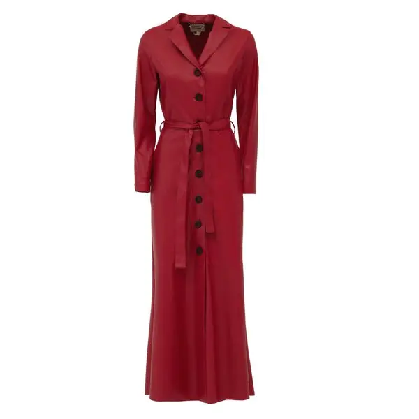 JULIA ALLERT Long Button-up Eco-leather Trench