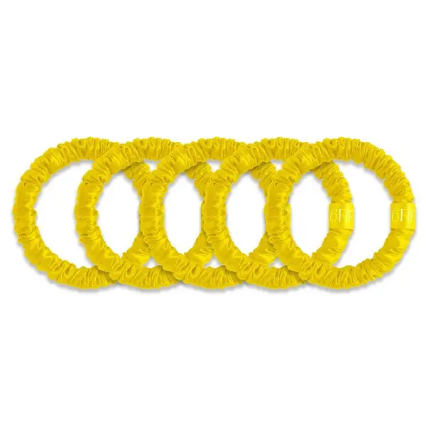 6FIFTYTWO® Set Of Five Silk Slim Scrunchies - Yellow
