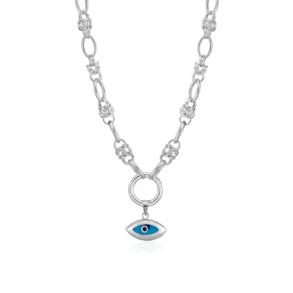 THE PHEIA Power Loop Chain Necklace With Evil Eye - Silver