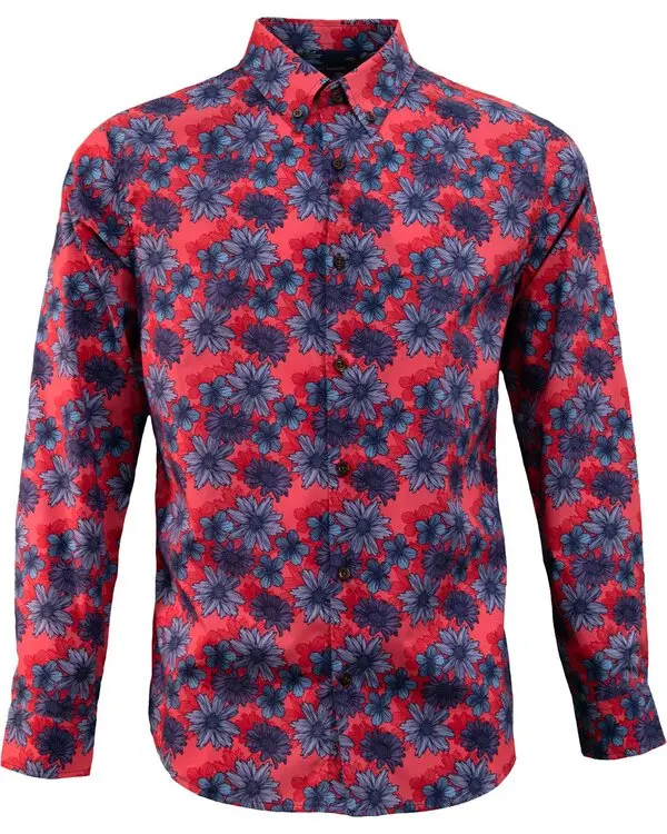 LORDS OF HARLECH Morris Italian Floral Shirt Rosa - Red