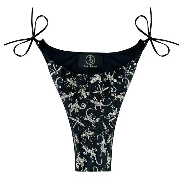 GEEGEE COLLECTION Superstitious Creatures Bikini Bottom - Black/gold/silver