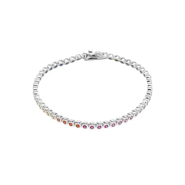SPERO LONDON Sterling Multicolour Bezel Tennis Bracelet - Silver