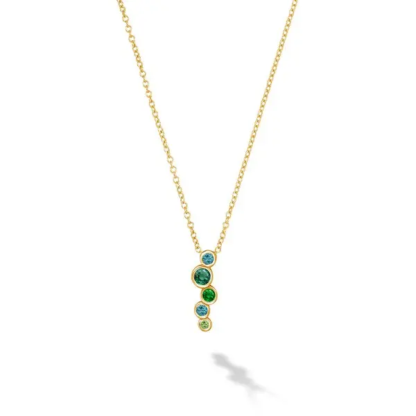 DOWER & HALL Solid Gold & Emerald Cascade Pendant - Gold/green