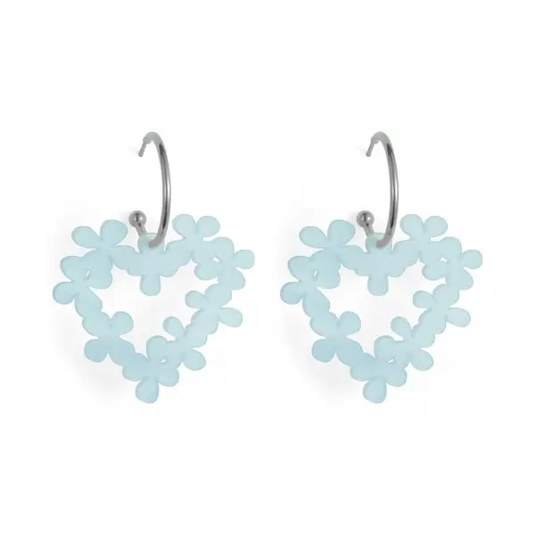 TOOLALLY Hearts In Flowers Mini Earrings - Blue/silver