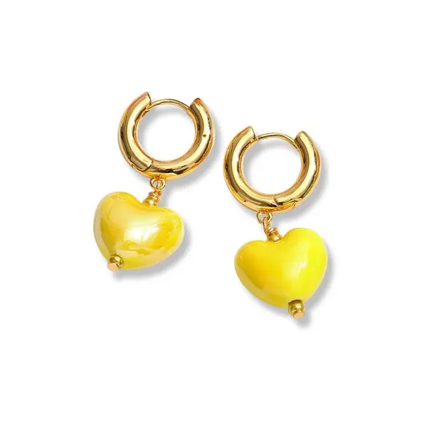 CLASSICHARMS Ceramic Heart Dangle Earrings - Yellow