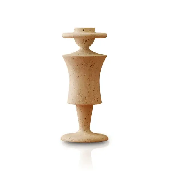 MARLETH Neutrals Male Silhouette Travertine Sculpture – Abstract Stone Figure - Beige