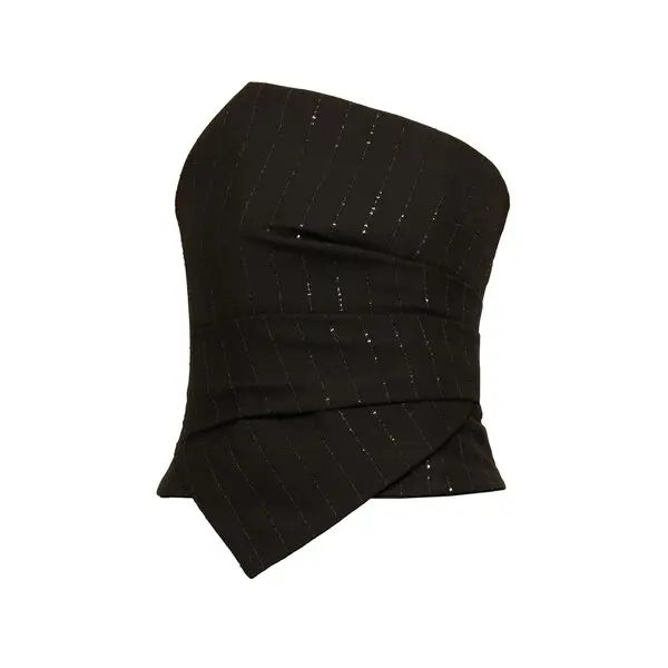 NISSA Sequin-embellished Sleeveless Top - Black