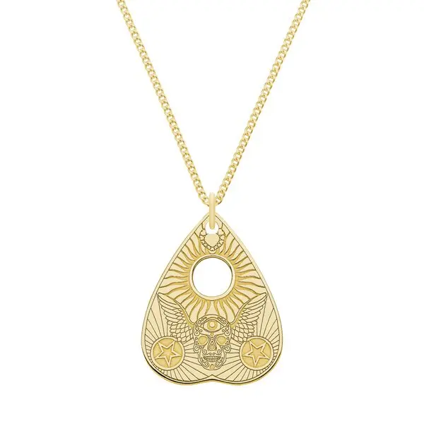 CARTERGORE Winged Skull Planchette Pendant - Gold