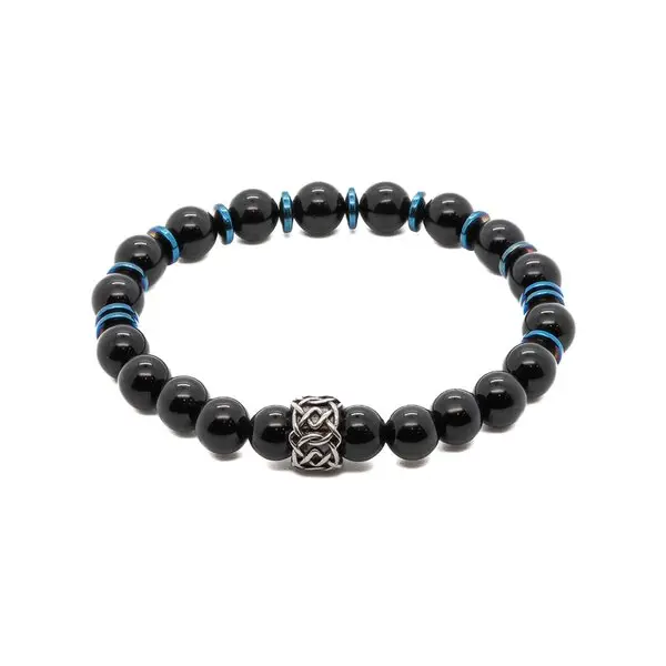 EBRU JEWELRY Black Onyx And Hematite Beaded Bracelet - Black/blue/silver