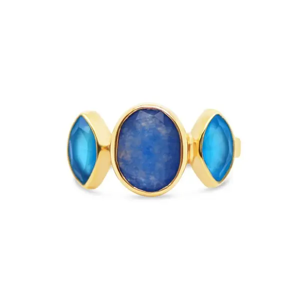 GEM BAZAAR JEWELLERY Gemstone Ring - Blue/gold