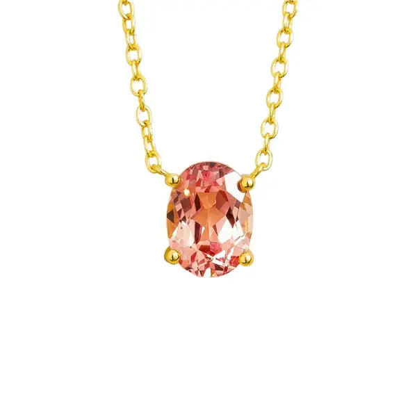 JUVETTI  Ovo Necklace With Padparadscha Sapphire - Gold/yellow