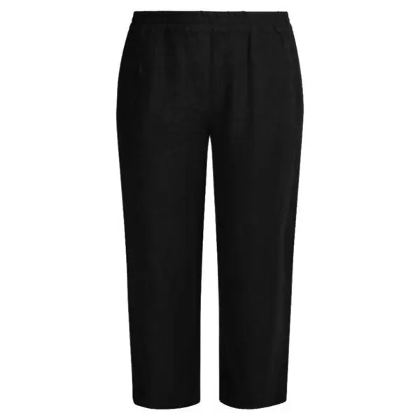 Haris Cotton Solid Wide Leg Linen Pants - Black
