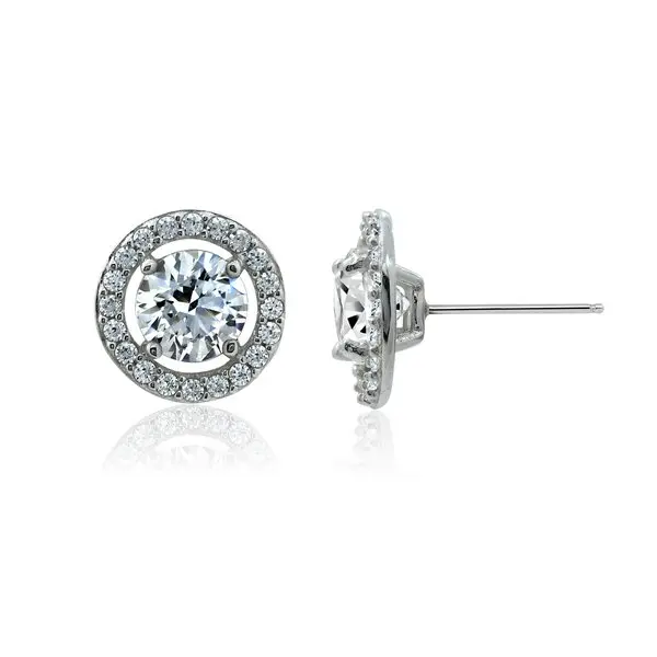 DIAMONBLISS Floating Stone Halo Stud Earrings - White