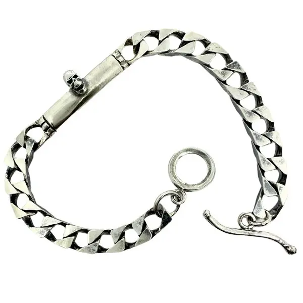 TG-JEWELLERY BY TAMARA GERVASIO Sterling Silver Skull Link Bracelet - Black/silver