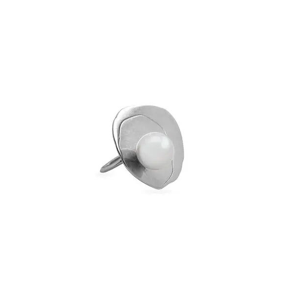SILVER MOON Sterling Ring With Pearl - Silver