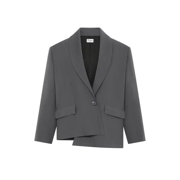 THISISU COLLECTION Arya Asymmetric Hem Jacket - Grey