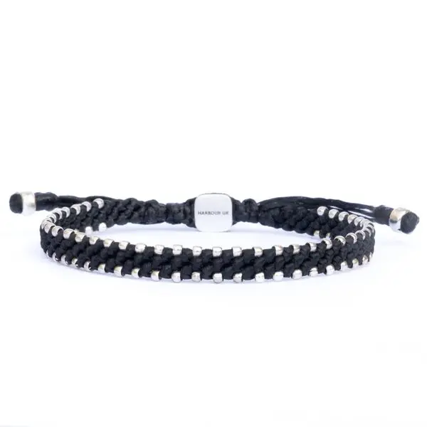 HARBOUR UK BRACELETS Rope And Sterling Silver Bracelet - Black
