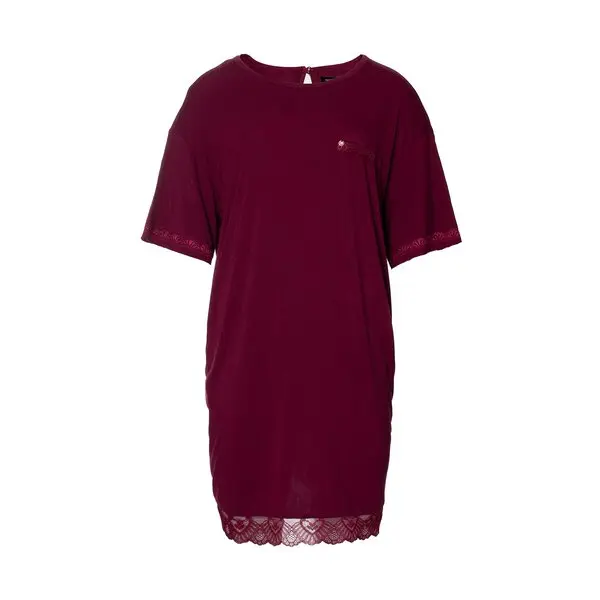 PRETTY YOU Bamboo Lace Tee Dress - Red