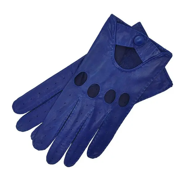 1861 GLOVE MANUFACTORY Rome Handsewn Lambskin Driving Gloves - Blue