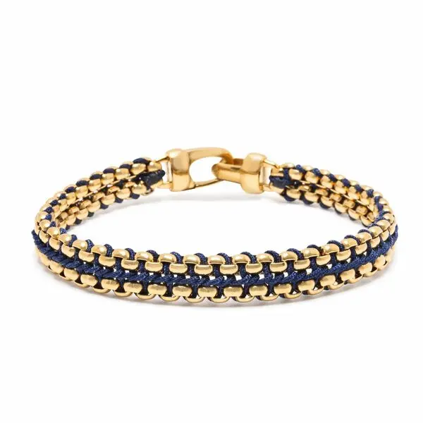 NIALAYA JEWELRY Woven Box Chain Bracelet - Blue/gold