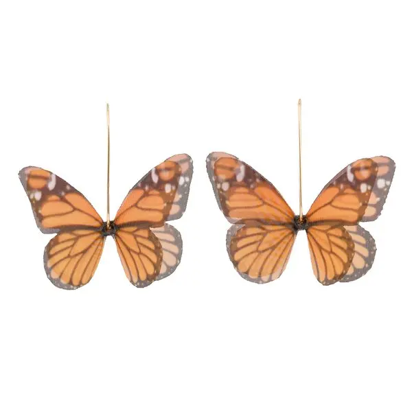 Oana Savu Silk Butterfly Dangle Earrings - Orange/gold