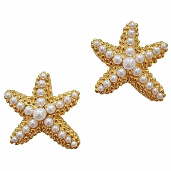 SMILLA BRAV Starfish Pearl Stud Earrings - Gold