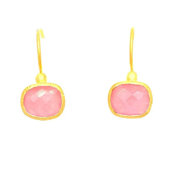 GEM BAZAAR JEWELLERY Paradise Pink Quartz Gemstone Earrings - Gold/pink