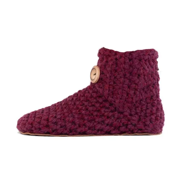 KINGDOM OF WOW Hand-crocheted Wool Boot Slippers - Red