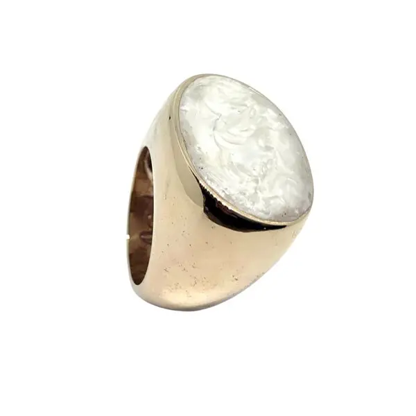 TG-JEWELLERY BY TAMARA GERVASIO Cocktail Ring With Mother Of Pearl Ceramic Enamel - Gold/white