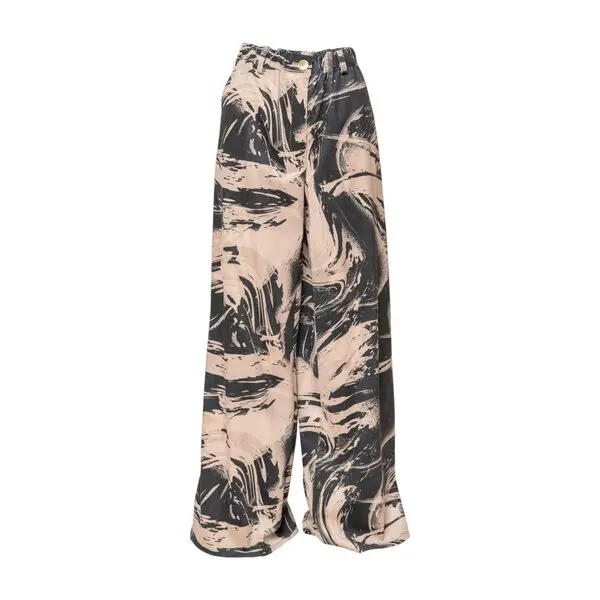 ARTISTA High Waisted Printed Palazzo Pants - Black/pink