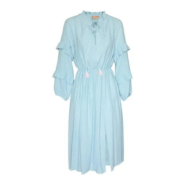 2KSTYLE Alexa Ruffled Floral Print Midi Dress - Blue