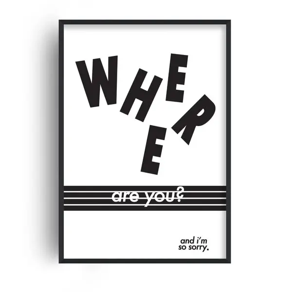 FANCLUB Black / White Where Are You Retro Music Punk Rock Giclée Art Print - Black/white