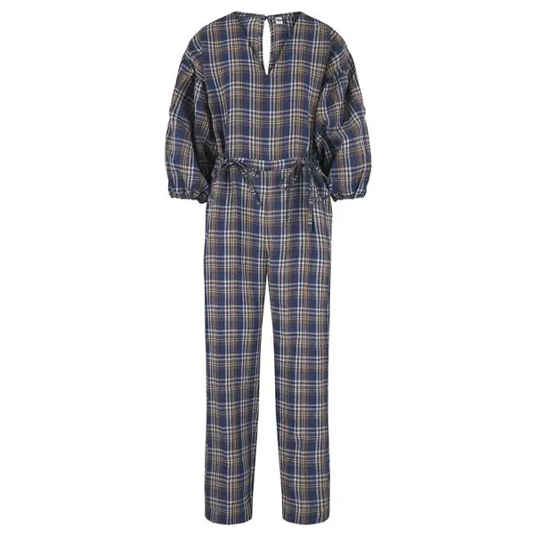 NUMBAT Klara Tartan Jumpsuit - Blue/brown