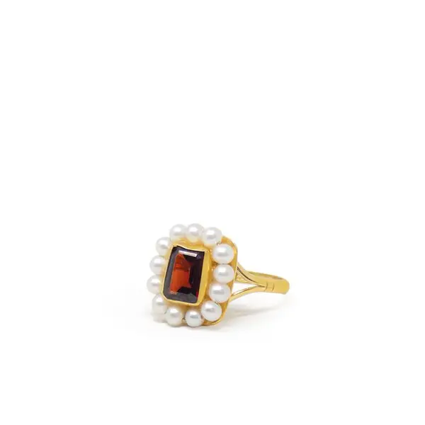 VINTOUCH ITALY Garnet And Pearl Ring - Red/gold