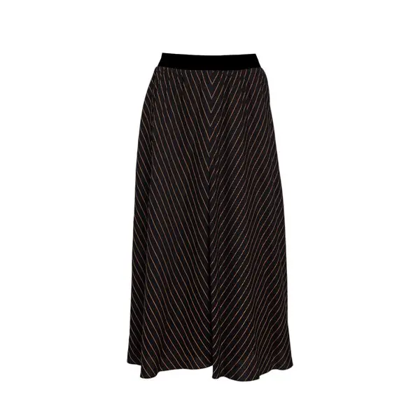 ARTISTA Striped Viscose A-line Midi Skirt