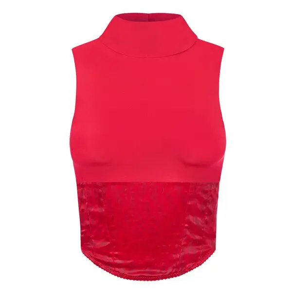 EKCENTRIK Monogrammed Corseted Sleeveless Top
