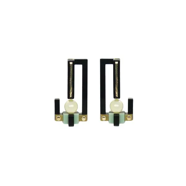 GISSA BICALHO Acrylic And Pearl Meander Earrings - Green