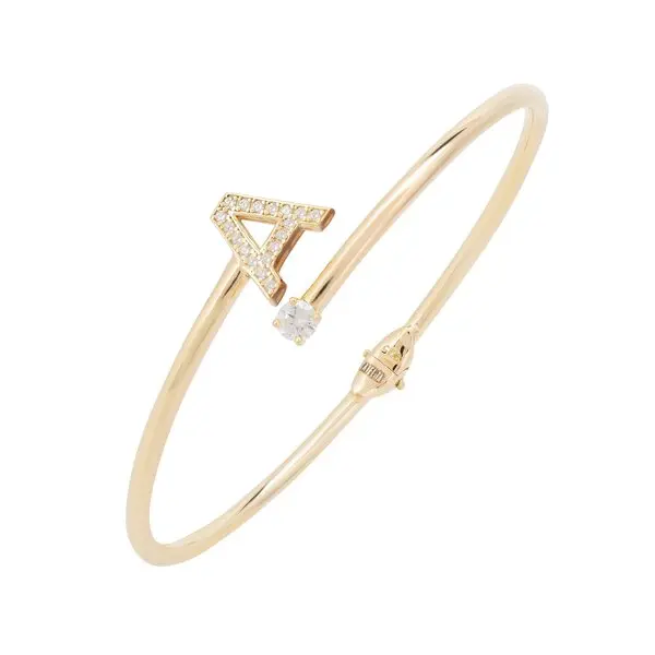 LATELITA Initial Bangle - Gold/white