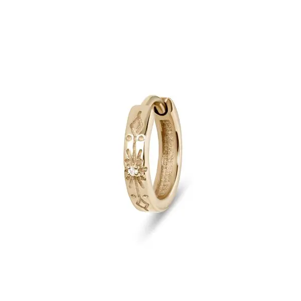 ZOHREH Diamond Starburst Huggie Hoop Earring 9k - Gold