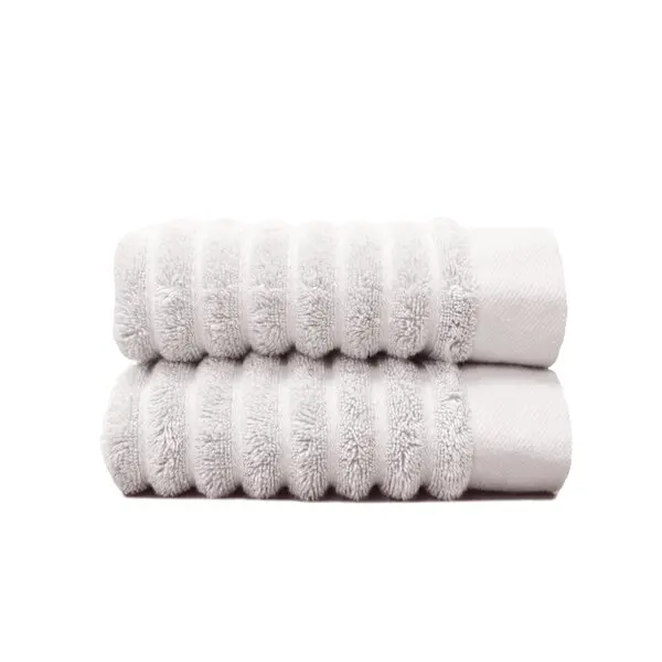Misona Ribbed Organic Cotton Hand Towel Set - White