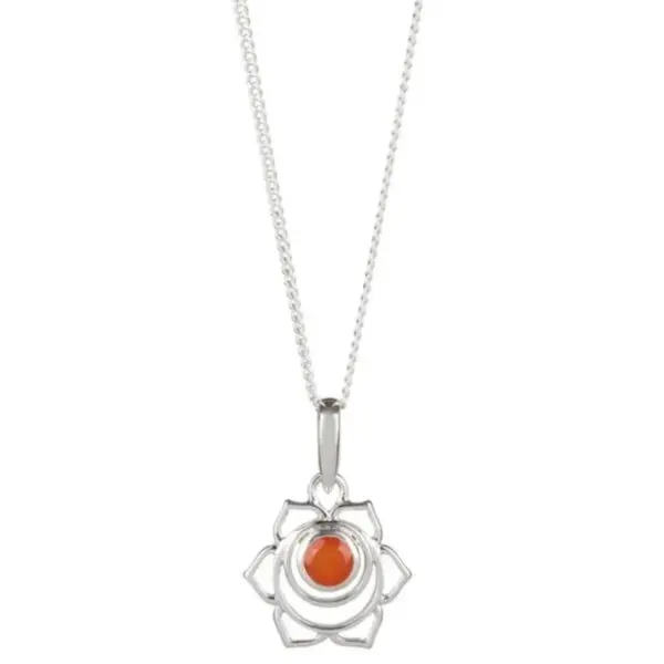 CHARLOTTE'S WEB JEWELLERY Sacral Chakra Carnelian Pendant Necklace - Silver