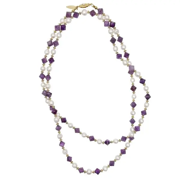 FARRA Freshwater Pearl And Amethyst Necklace - Purple