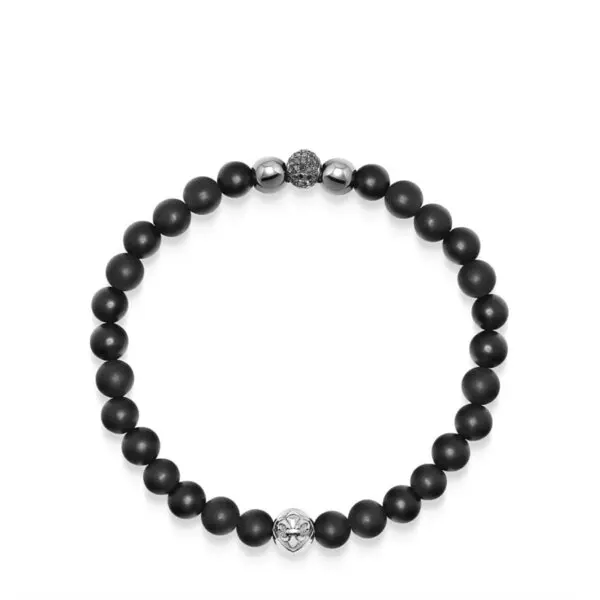 NIALAYA JEWELRY Onyx, Hematite And Black Diamond Bead Bracelet - Black/silver