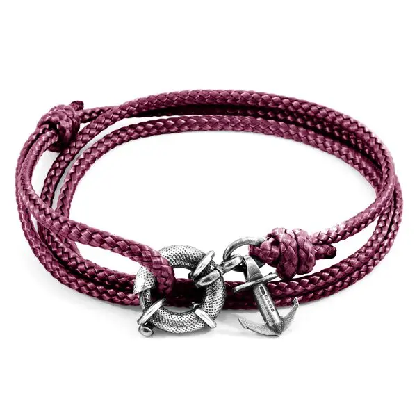 ANCHOR & CREW Clyde Anchor Silver & Rope Bracelet - Pink