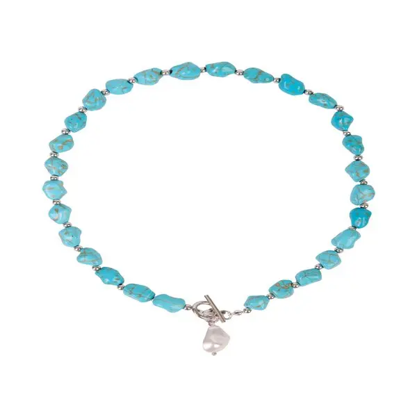 Saachi Turquoise Beaded Pendant Necklace - Blue
