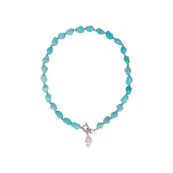 Saachi Turquoise Beaded Pendant Necklace - Blue
