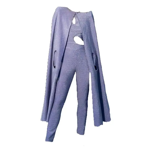 HARMONIA NY Galactic Glamour Catsuit & Cape Set Dani Watanabe - Purple