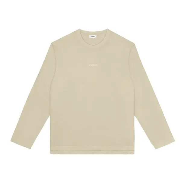 VIRAGO Neutrals Bare Long Sleeve Minimalist Top With Invisible Logo
