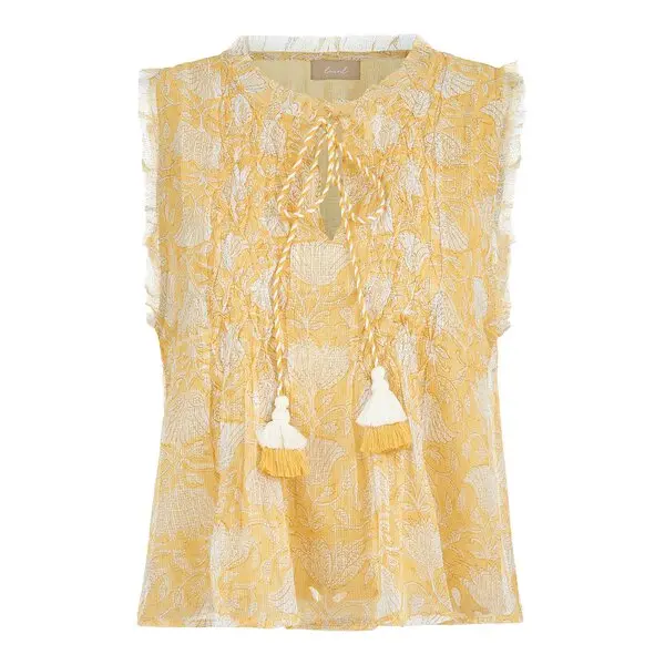 LIMINAL Cotton Kota Doria Lola Blouse - Yellow