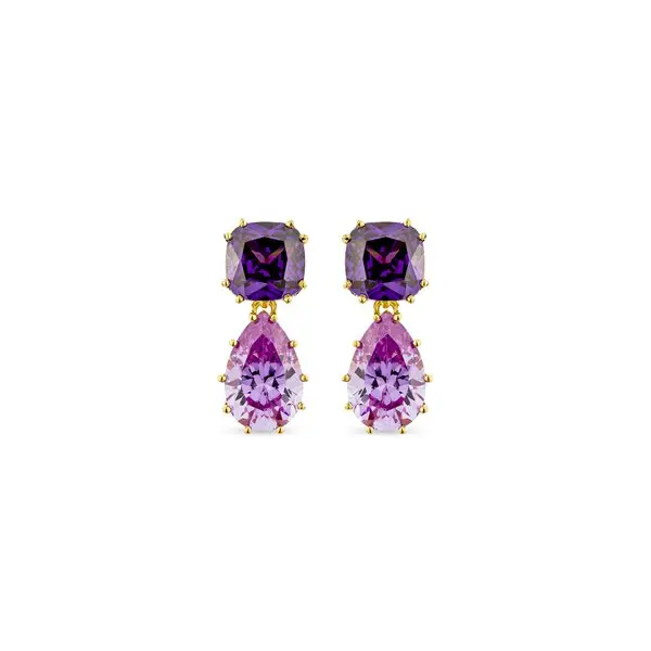 SALLY SKOUFIS Gold Vermeil Drop Earrings With Made Amethyst - Gold/yellow